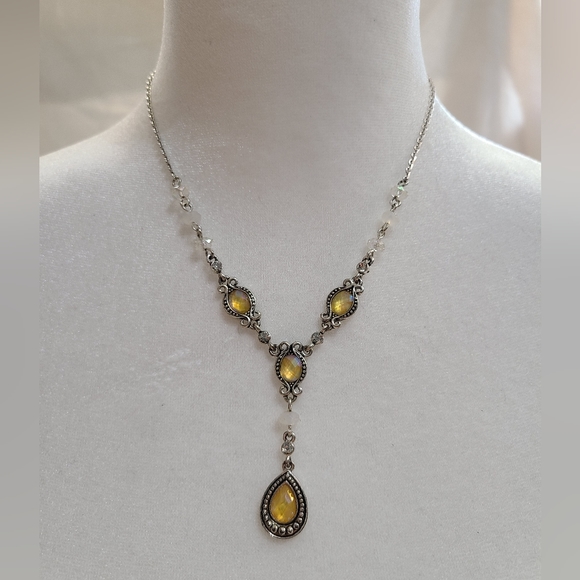Avon | Jewelry | Vintage Avon Drop Necklace With Yellow Stones | Poshmark
